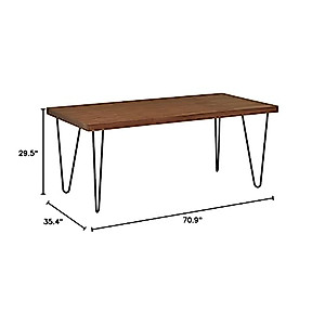 Amazon Brand – Rivet Industrial Mid-Century Modern Hairpin Dining Table, 70.9"L, Walnut and Black