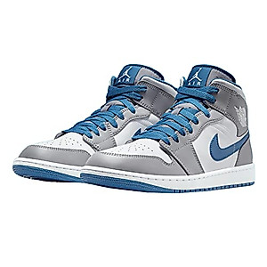 Nike mens Air Jordan 1 Mid Shoes, Cement Grey/White-true Blue, 9