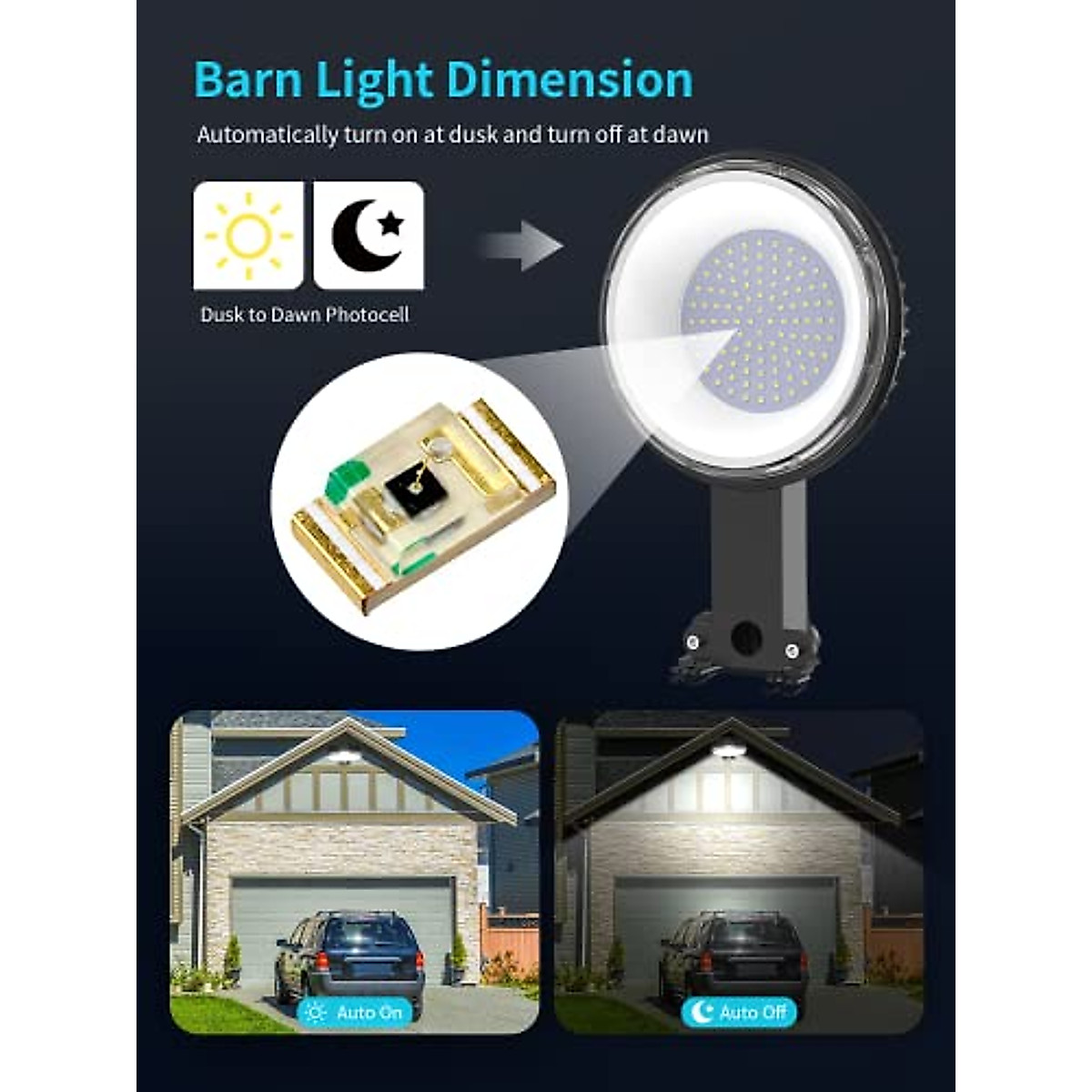 Ankishi LED Barn Light, Dusk to Dawn Outdoor Lighting with 150W 18000LM 5000K Daylight, IP65 Waterproof Area Street Light for Barns Street Yard Garage Warehouse Outdoor Security Flood Lights(2Pack)