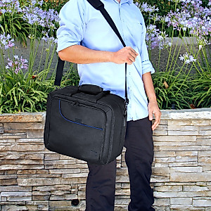 USA GEAR PS4 Travel Case - PS4 Case Compatible with PlayStation 4 Slim, PS4 Pro and PS3 - PS4 Carrying Case with Customizable Interior for PS4 Games, Controller, Headset and Gaming Accessories (Blue)