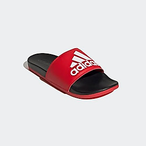 adidas Unisex Adilette Comfort Slide Sandal, Vivid Red/Black/White, 11 US Women
