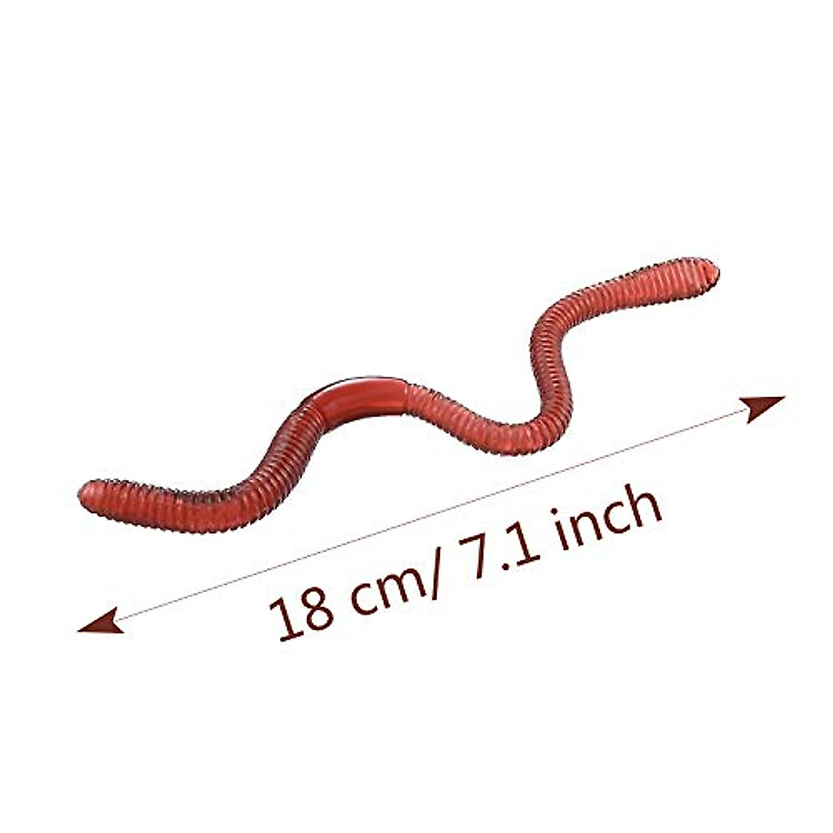 Cotiny 60 Pieces Fake Earthworm Faux Trick Toy Plastic Soft Stretchy Realistic Earthworms Simulated Fishing Lures Baits for Halloween Decoration