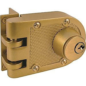 Prime-Line U 9972 Jimmy-Resistant Deadlock, Diecast, Brass Color, Angle Strike, Double Cylinder (Single Pack)