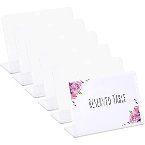 Slant Back Acrylic Sign Holder, Horizontal Sign Display (7 x 5 in, 6 Pack)