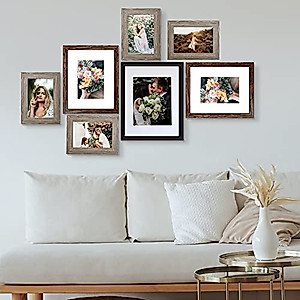 SESEAT Picture Frames Collage, Gallery Wall Frame Set with 11x14 8x10 5x7 Frames in 3 Different Finishes, Set of 7