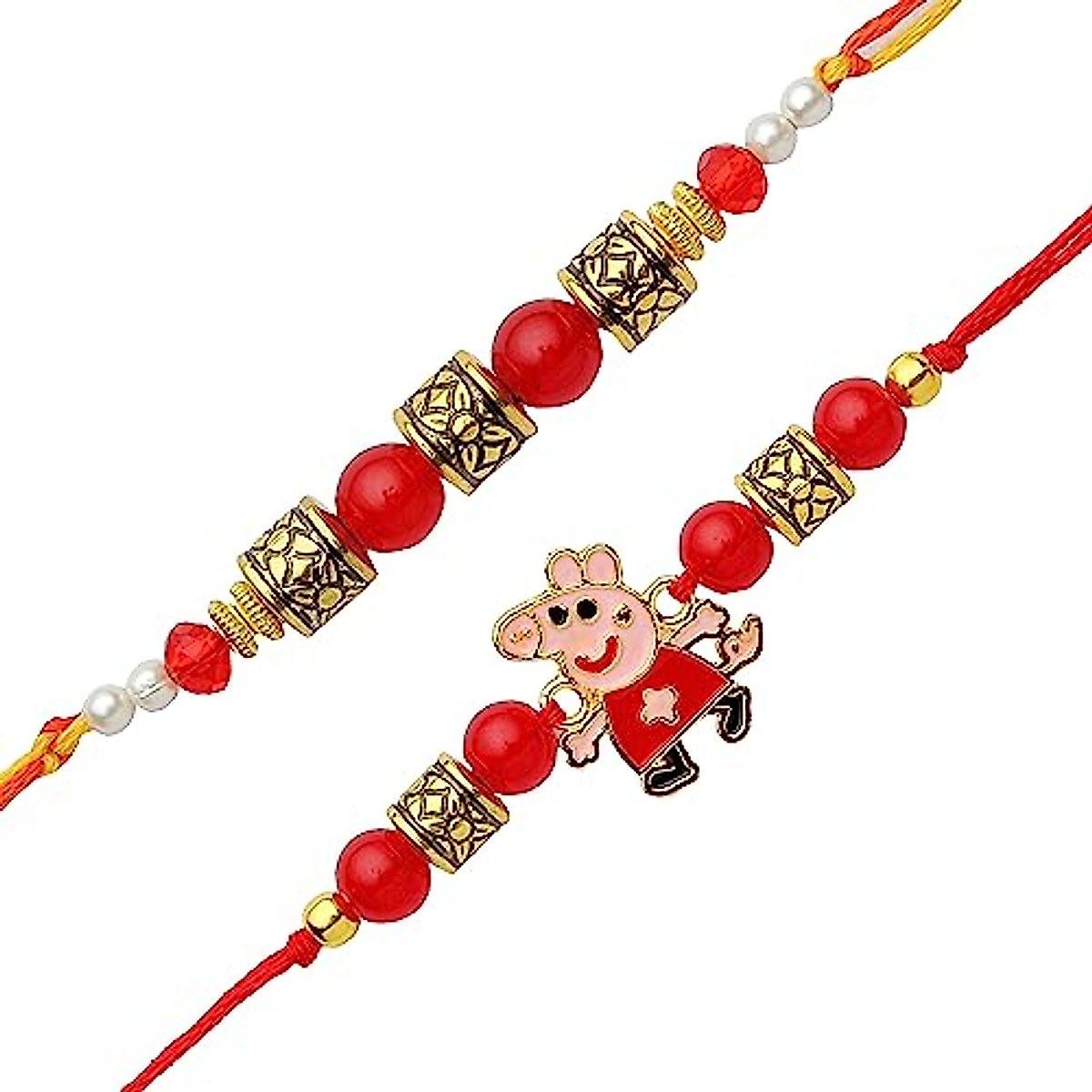 Set of 2 Rakhi for Brother Rakhi Thread for Bhai Bhabhi Bhaiya Bhatiji veera Raksha Bandhan Rakhi Set Dora Bracelet Kalwa with gift Pack in Red Bag Brother Sister Indian Traditional Festival