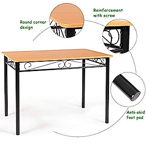 Tangkula 5 Piece Dining Table Set, Vintage Wood Top Padded Seat Dining Table and Chairs Set, Home Kitchen Dining Room Furniture