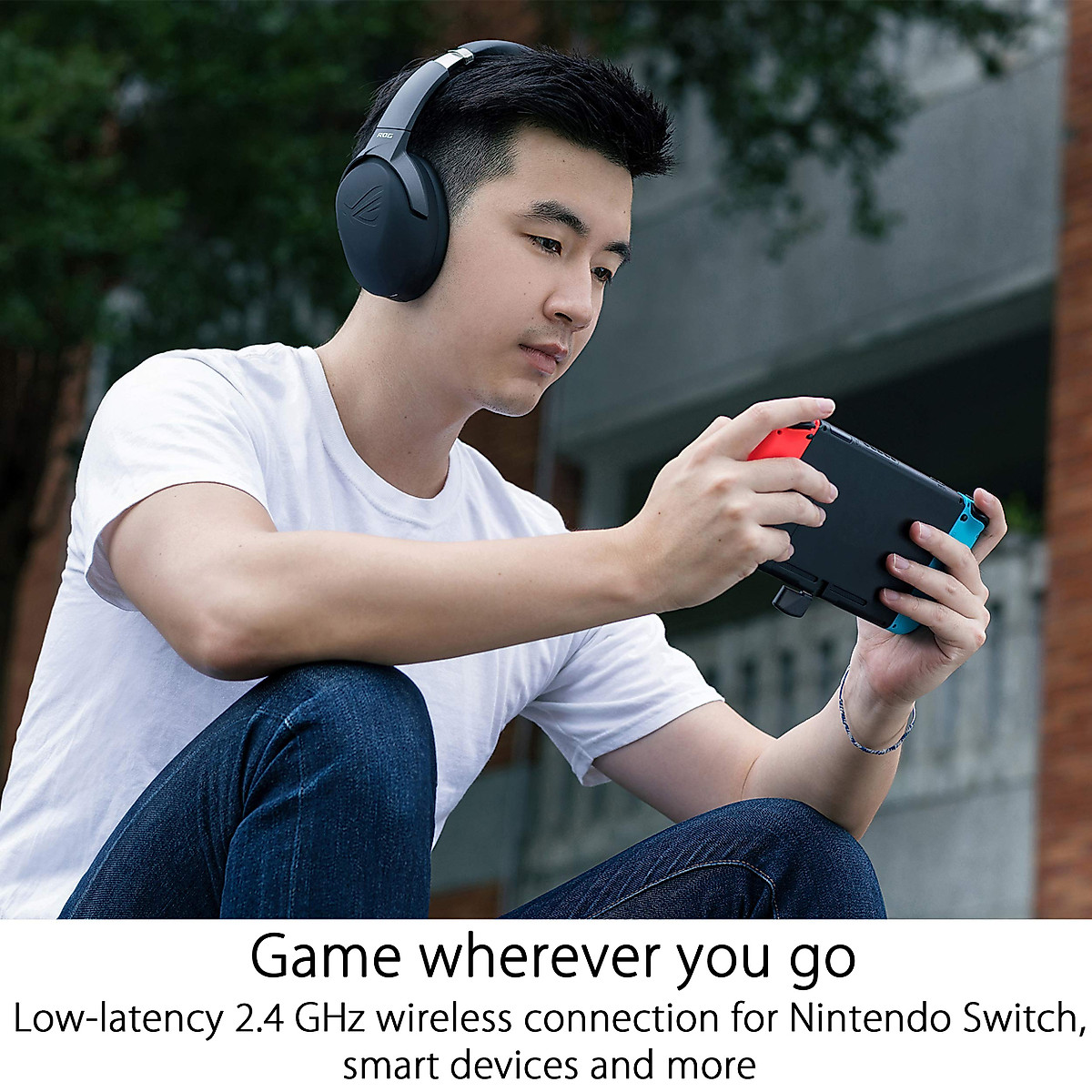 ASUS ROG Strix Go 2.4 Wireless Gaming Headset with USB-C 2.4 GHz Adapter | Ai Powered Noise-Cancelling Microphone | Over-ear Headphones for PC, Mac, Nintendo Switch, and PS5/4