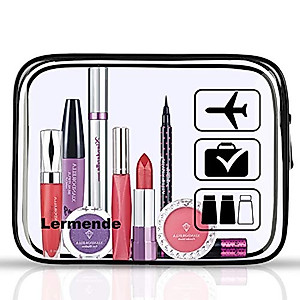 Lermende 2 PCS TSA Approved Toiletry Bag Clear Toiletry Bag for Traveling, Airport Travel Toiletry Bag Carry On TSA Bag Clear Bag Quart Sized Travel Toiletry Bag for Women Men (Black)