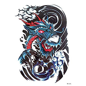 10 sheets dragon yinyang koi large 8.25" half-sleeve arm tattoo good fake tattoos