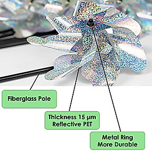 ELECTRFIRE Pinwheels for Yard and Garden Reflective with Stakes 10 Pack, Extra Sparkly Pin Wheel for Garden Decoration, Outdoor Wind Catcher