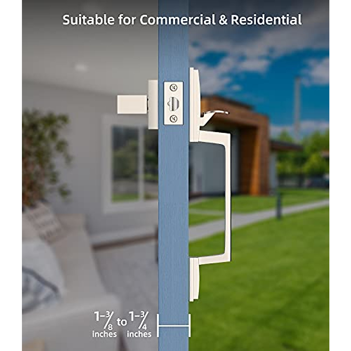 Front Entry Handle, Single Cylinder Lower Handleset Door Lever Satin Nickel Silver for Exterior/Interior Compatible With Left and Right Side Door