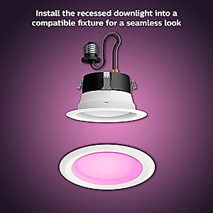 Philips Hue White and Color Ambiance Extra Bright High Lumen Dimmable LED Smart Retrofit Recessed 4" Downlight Compatible with Amazon Alexa Apple HomeKit and Google Assistant