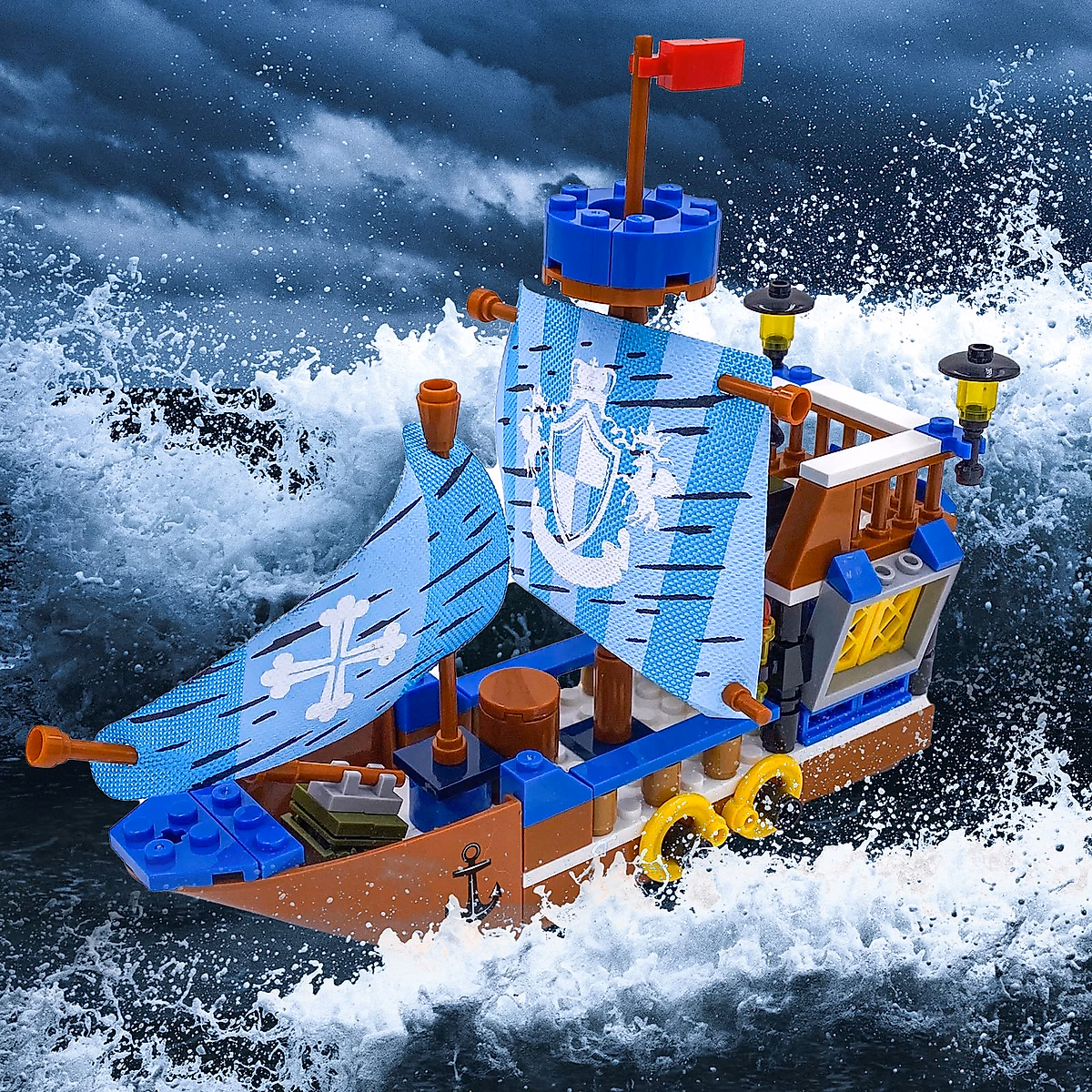 amireed Pirate Ship Toy, Pirate Ship Toys for Boys with 3 Minifigures, Treasure Island Toys, 235pcs Pirate Ship Toys for Kids Ages 6+ Indoor Birthday Party