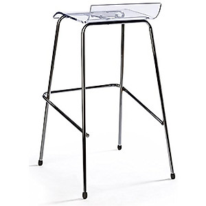 Displays2go Set of 4 - Modern Bar Stools with Clear Acrylic Seat, Backless, Stackable, Polished Chrome Legs
