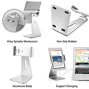 AboveTEK Elegant Tablet Stand, Aluminum iPad Stand Holder, Desktop Kiosk POS Stand for 7-13 inch iPad Pro Air Mini Galaxy Tab Nexus, Tablet Mount for Store Showcase Office Reception Kitchen Countertop