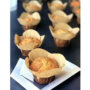 The Baker Celebrations Natural Paper Lotus Crown Baking Cup Cupcake Muffin Liners Cups; Made in Canada (100)