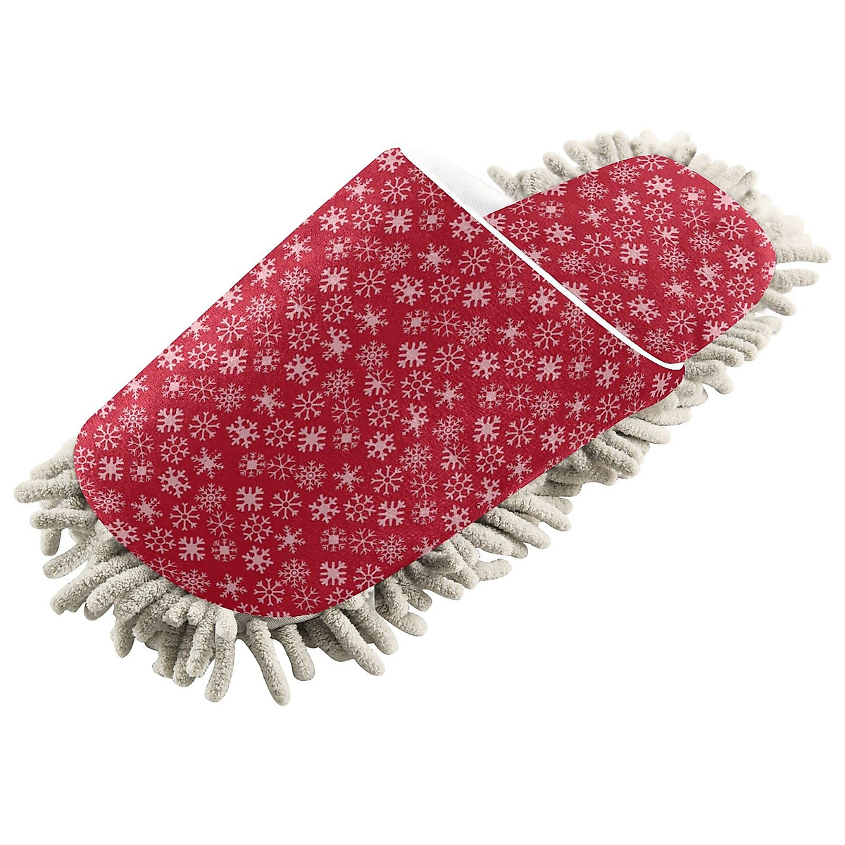 Christmas Snow Flakes Mop Slippers Shoes Cover for Floor Cleaning Washable Hair Dust Dirty Cleaners Microfiber Mop Socks for House Kitchen Office