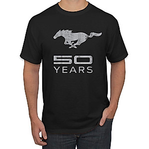 Ford Mustang Logo 50 Years Vintage Emblem Cars and Trucks Men's Graphic T-Shirt, Black, X-Large