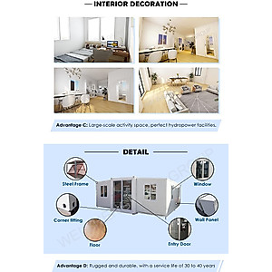 Kozay Tiny Homes 40FT Tiny House to Live with 3 Bedroom,1 Full Equiped Bathroom and Kitchen,Prefabricated Container House for Adults Living,Foldable Mobile Home Shipping Guaranteed