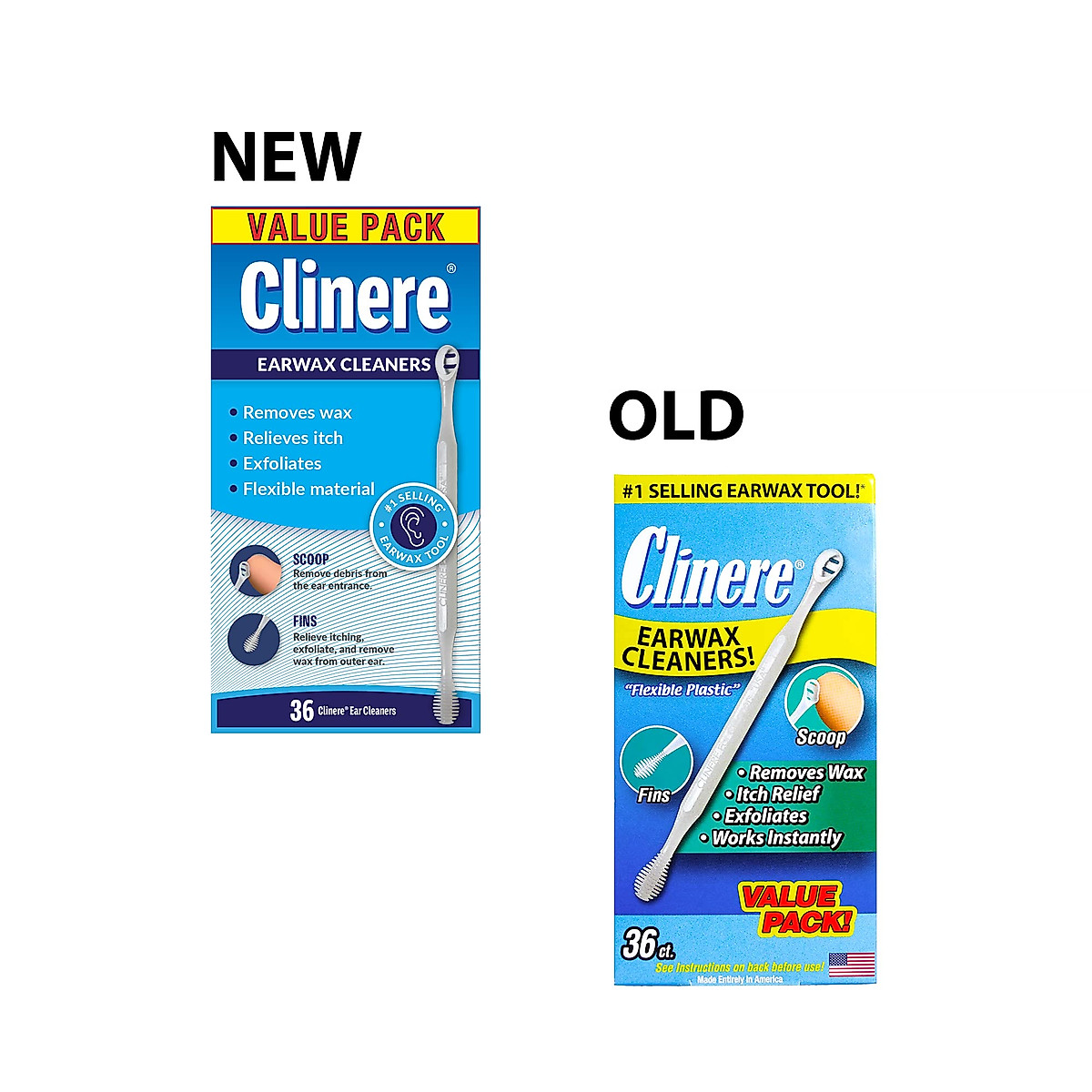 Clinere® Ear Cleaners Club Value Pack, 36 Count Earwax Remover Tool Safely and Gently Cleaning Ear Canal at Home, Itch Relief, Ear Wax Buildup, Works Instantly