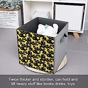 Gold Glitter Unicorns Large Cubes Storage Bins Collapsible Canvas Storage Box Closet Organizers for Shelves