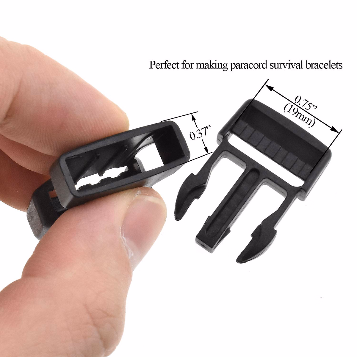 SGH Pro Quick Side Release Buckles 0.75' Wide Dual Adjustable Clips Snaps No Sewing Heavy Duty Plastic 7 Pack Replacement for Nylon Strap Webbing Survival Paracord Backpack Fanny Pack Waist Strap