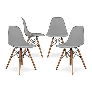 Aron Living Kids Playroom Table and Chair Set, Set of 4 Grey Chairs & White Table, Round Table with Chairs for Toddler Children, Kids Dining Table and Chair Set