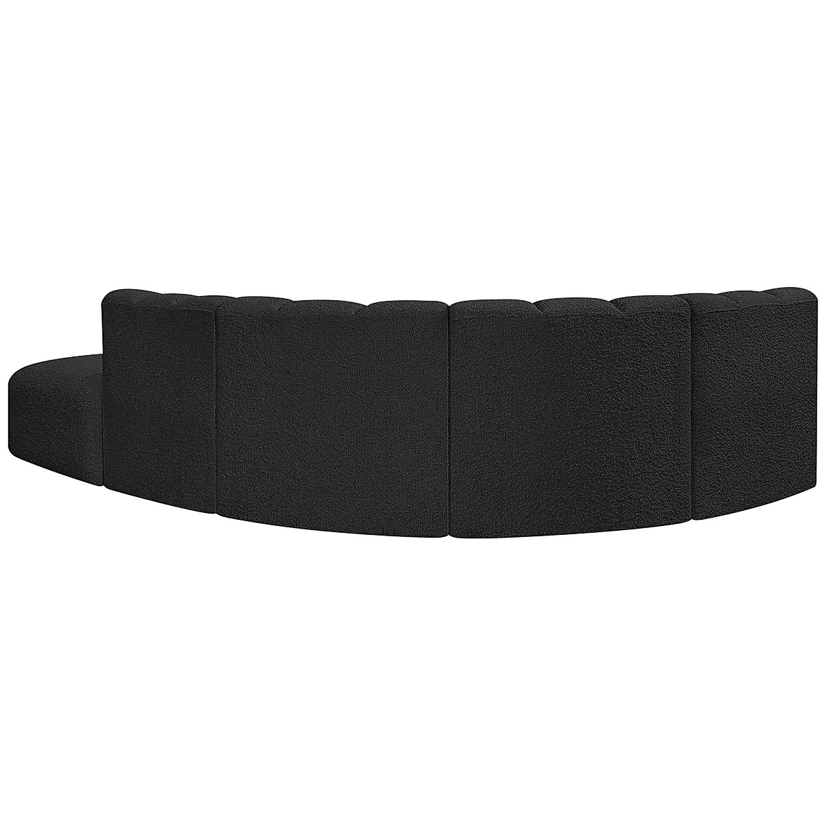 Meridian Furniture 102Black-S5C Arc Collection Modern | Contemporary Modular Sofa with Rich Black Boucle Fabric, Deep Channel Tufting, Modular Design, 127" W x 61" D x 30" H, Black