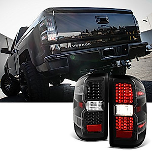 AKKON - For 2014 2015-2018 Chevy Silverado | GMC Sierra LH & RH Black Replacement LED Tail Lights Tail Lamps Pair Set