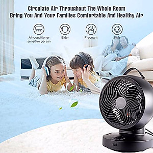 Kapoo Table Air Circulator Fan with Remote, Blade 8", 6 Speeds 4 Wind Modes, Horizontal Vertical Oscillating, Indoor Circulator Fan for Whole Room Temperature Equilibrium, b02, Black (GS-XXG037)