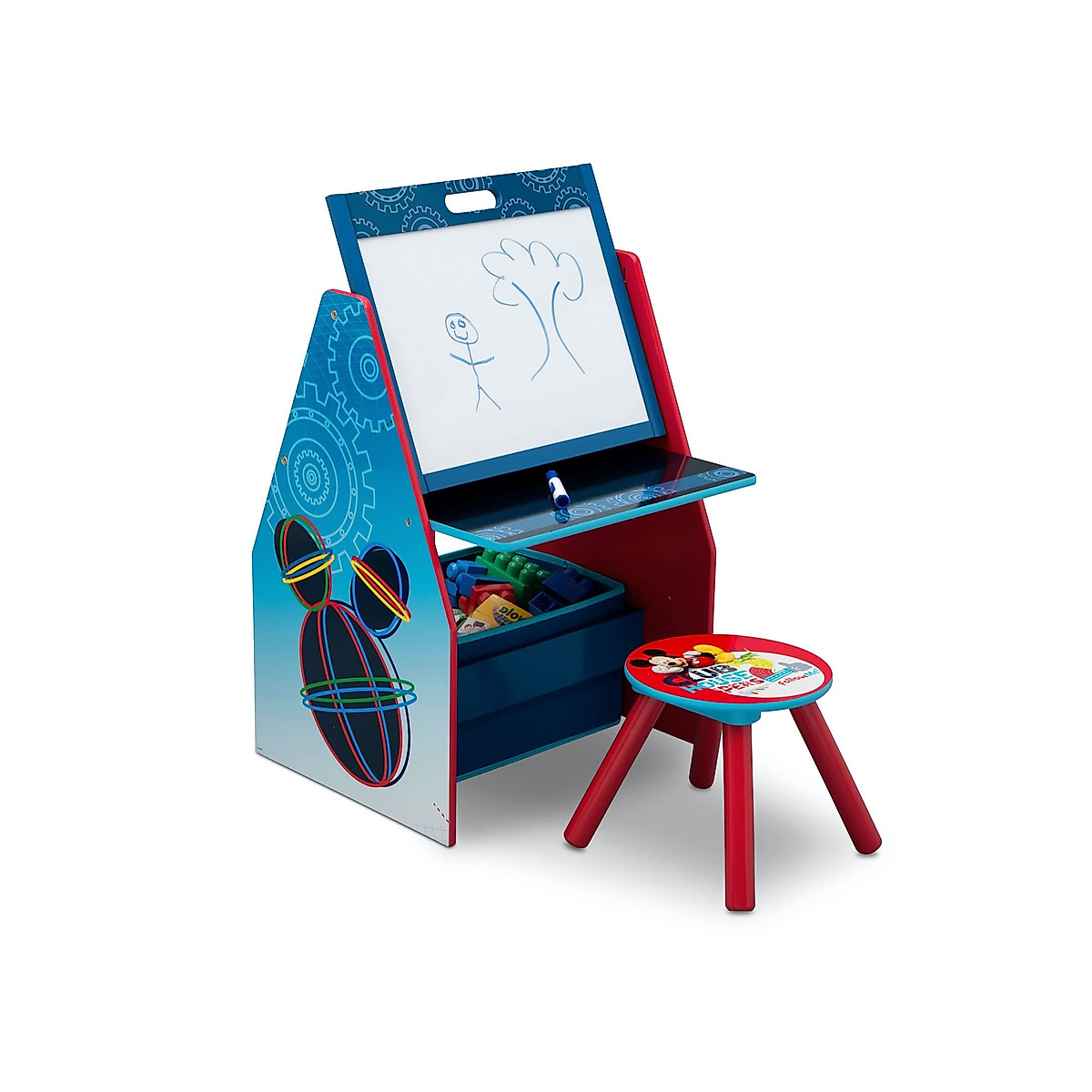 Delta Children Kids Easel and Play Station – Ideal for Arts & Crafts, Drawing, Homeschooling and More - Greenguard Gold Certified, Disney Mickey Mouse