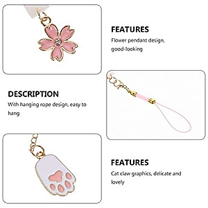 LUOZZY 2 Pcs Cellphone Strap Pendant Cat Paw Ornaments Cellphone Wrist Strap Anti-lost Phone Lanyard Bag Keychains Decor - Pink
