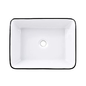 Puluomis 24” Bathroom Vanity Sink Combo Black Cabinet Vanity and White Ceramic Vessel Sink with ORB Faucet & Pop Up Drain
