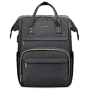 LOVEVOOK Laptop Backpack for Women,15.6 Inch Professional Womens Travel Backpack Purse Computer Laptop Bag Nurse Teacher Backpack,Waterproof College Work Bag Carry on Back Pack with USB Port,Dark Grey