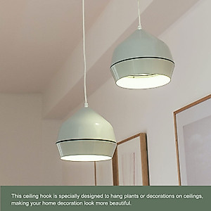 YOKIVE 2 Pcs Ceiling Hanging Hook, Wall Mounted U Shape Hook with Round Plate Hanging Plants, Great for Office, Home, Daily Use (White, 2.6x1.8-Inch)