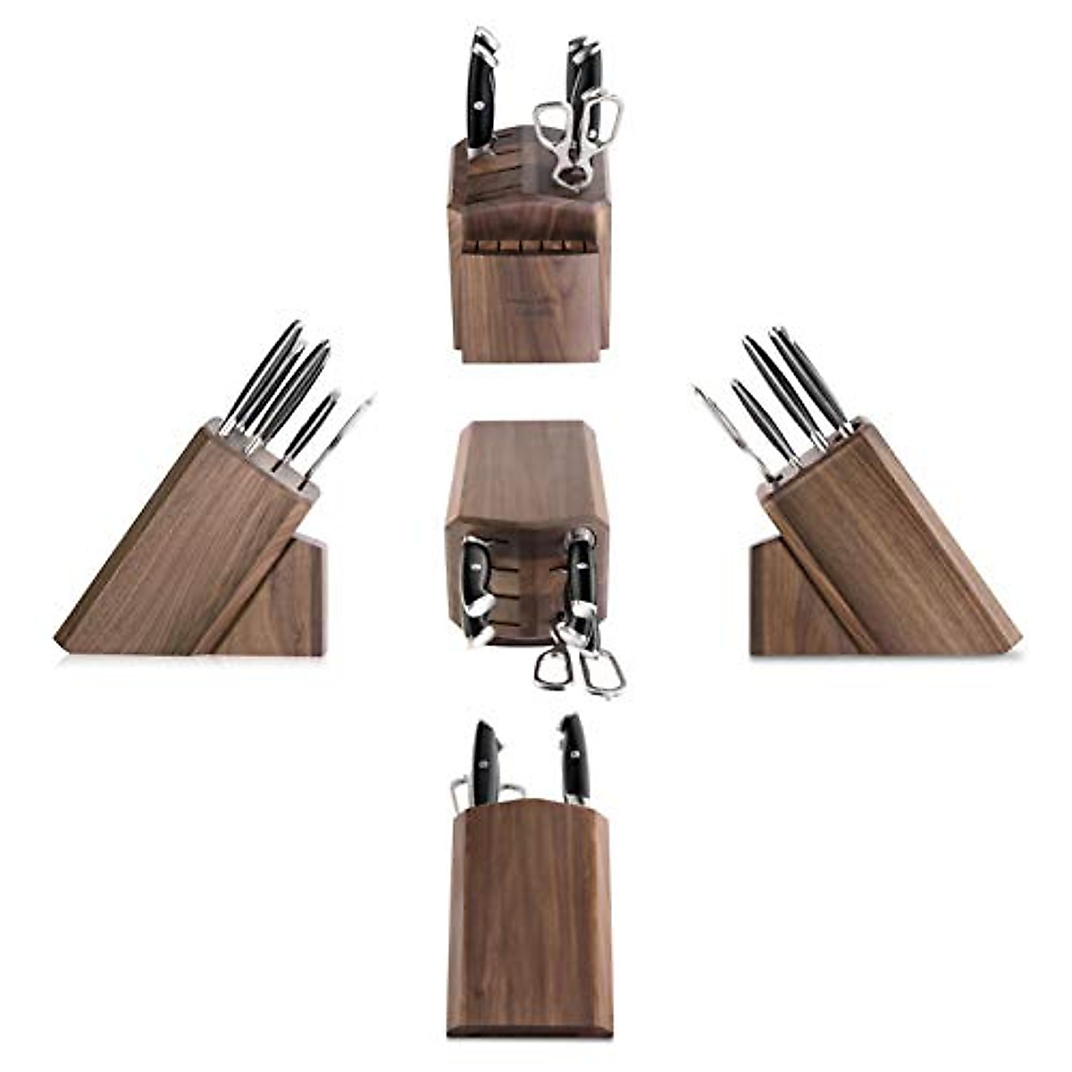 Cangshan Thomas Keller Signature Collection Swedish Powder Steel Forged, 7-Piece Knife Block Set, Walnut Block with 8 Spare Slots, Black