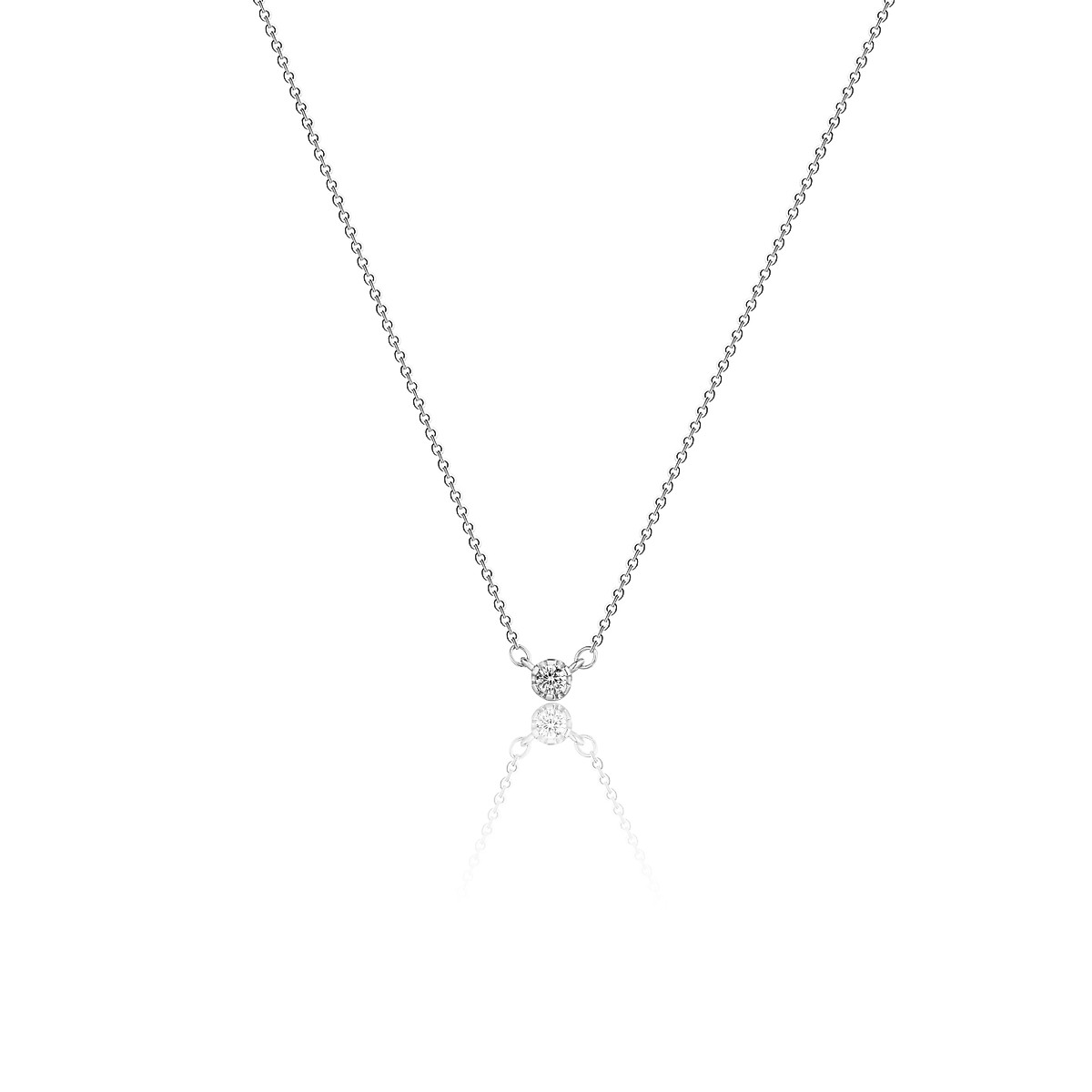MIDEEO Silver CZ Diamond Necklace for Women Dainty Cubic Zirconia Solitaire Pendant Necklace Silver Plated Tiny CZ Simulated Diamond Necklaces Delicate Minimalist Jewelry Gifts