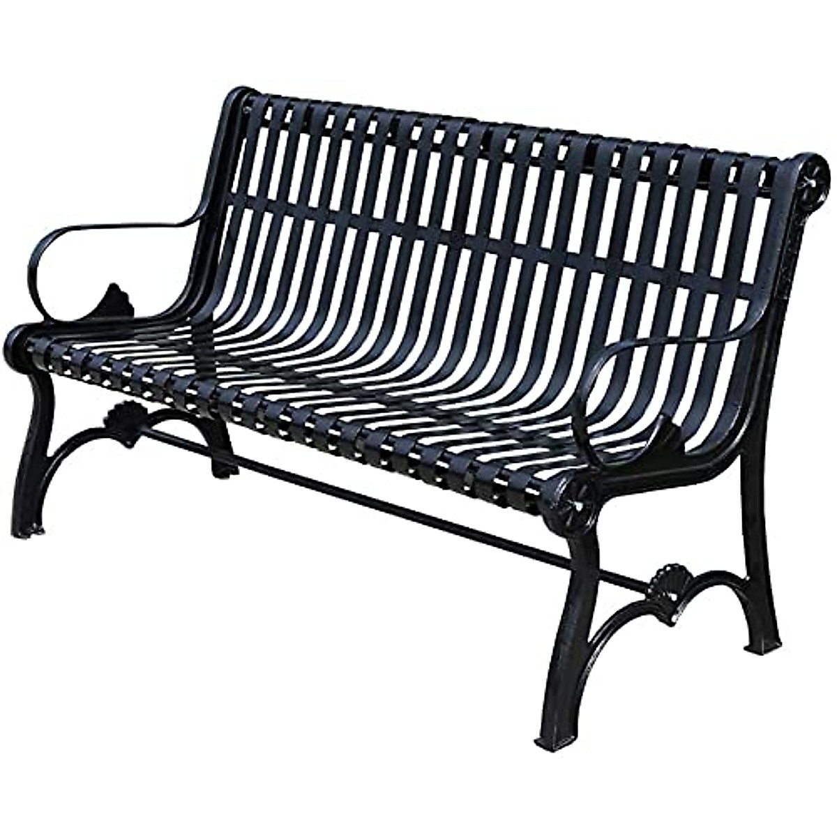 ANSNAM Outdoor Bench Garden Patio Seating Furniture, Outdoor Park Bench Garden Bench, Metal Leisure Cast Iron Bench, Courtyard Terrace Seat Bench with Backrest and Armrest (Size : 150cm)