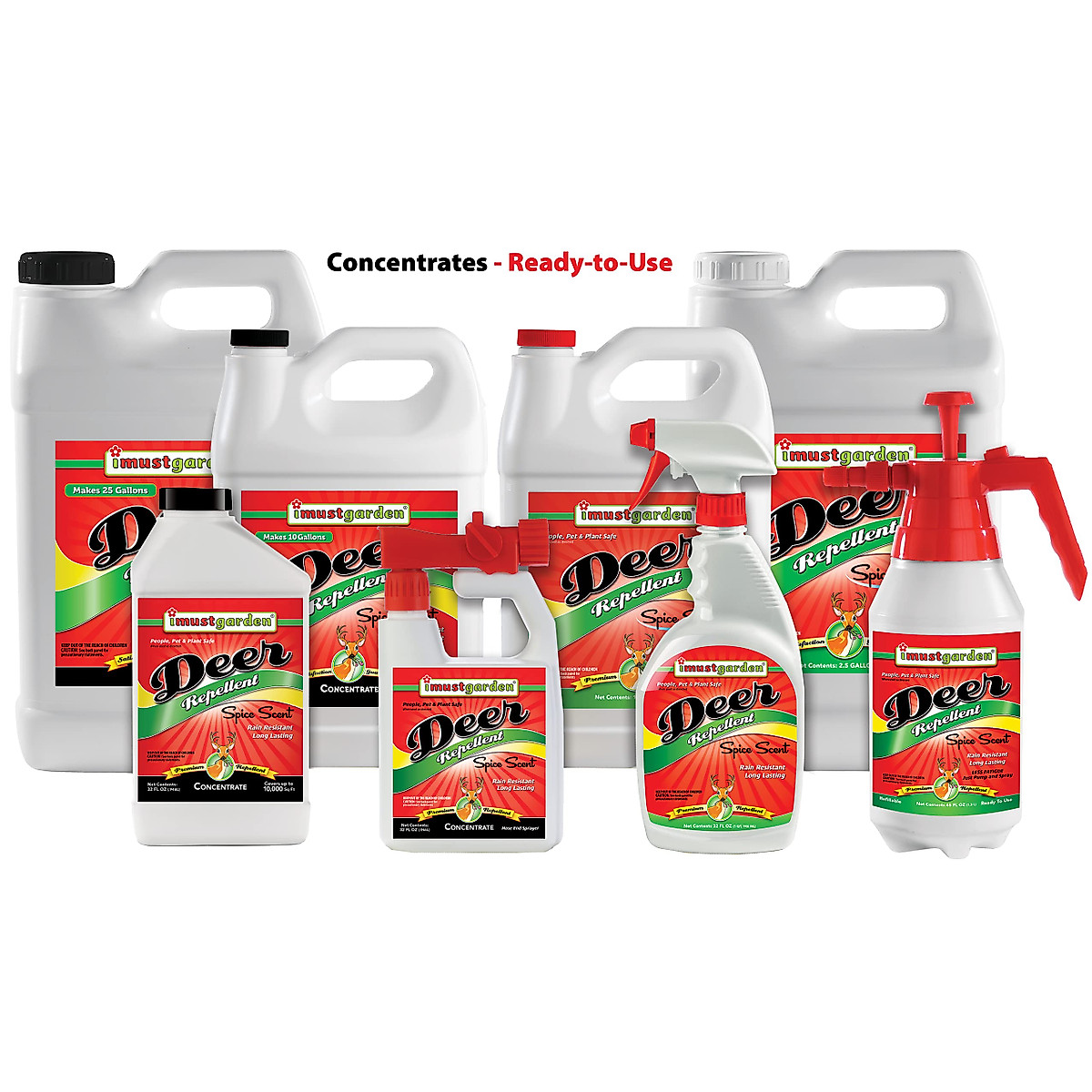 I Must Garden Deer Repellent Concentrate – 1 Gallon: Spice Scent Deer Spray for Plants – Natural Ingredients - Makes 10 Gallons, Covers 40,000 sq. ft.