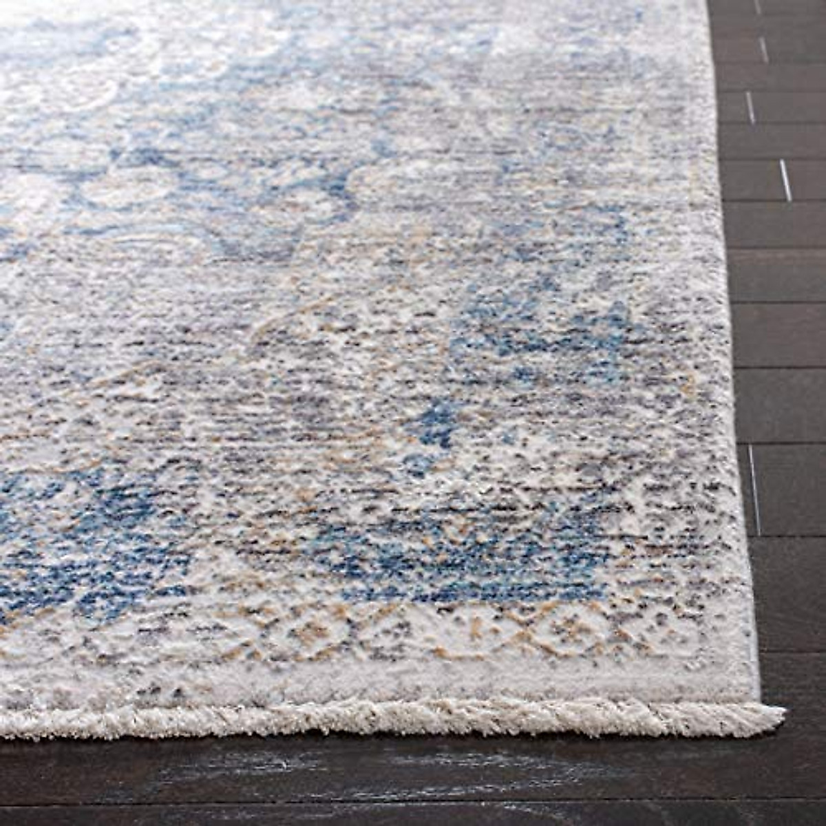 SAFAVIEH Dream Collection 2'6" x 4' Grey/Blue DRM410K Vintage Oriental Distressed Premium Viscose Accent Rug