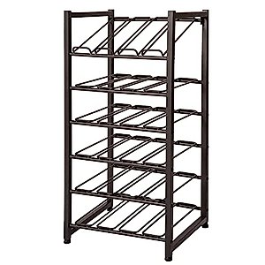 neatfreak Freestanding Wine Rack Stackable Bottle Holder for Up to 24 Wine Bottles - Industrial Kitchen Storage Bottle Display Stand - Matte Black Metal Construction - 16.5 x 13.5 x 31.6in