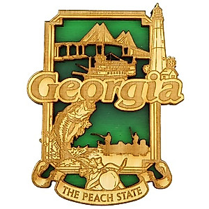 Wooden Georgia State Magnet, Laser Cut Accessory for Fridge, Cabinets, and Whiteboards, Road Trip Souvenir Gifts, 3.5 Inches