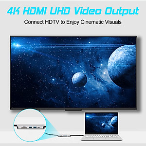UrbanX USB C Hub 6 in 1 Dongle USB-C to HDMI Multiport Adapter with 4K HDMI Output 3 USB 3.0 Ports SD/TF Card Reader Compatible for Oppo Find X3 Pro and Many More Type C Devices