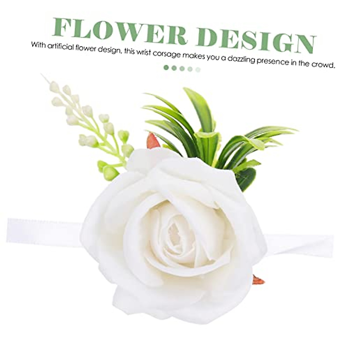 Garneck Wrist Flower Wedding Decor Wrist Corsage Bridesmaid Bracelets Corsage Wristlet Band Bridesmaid Wrist Chains Wrist Corsage Flowers Wedding Dress Plastic Decorative Flower White