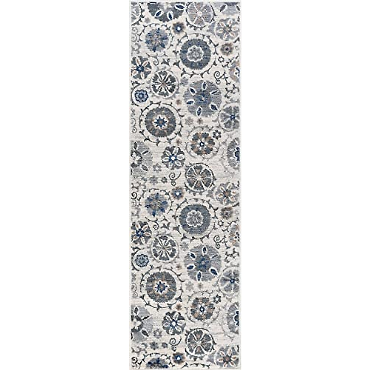 Wendy Transitional Floral Cream Runner Rug, 2' x 10'