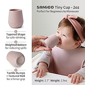 SAMiGO Baby Led Weaning Supplies - Silicone Baby Feeding Set - Suction Bowl Divided Plate Bib Cup Self Feeding Spoons - Toddler Baby Dish Set - First Stage Solid Food Eating Utensils - 6+ Months