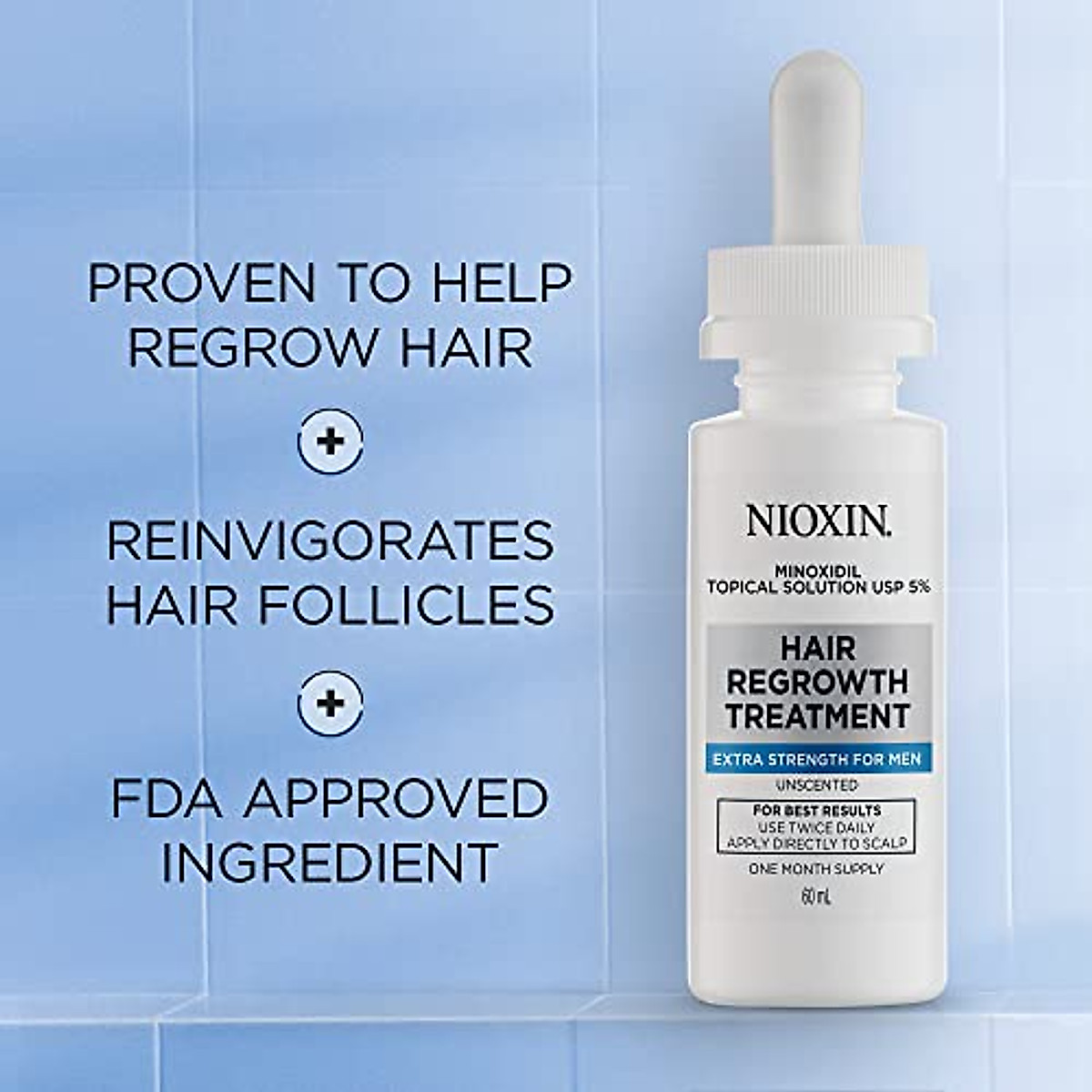 Nioxin Hair Regrowth Treatment for Men with Minoxidil 5%, 1 Month Supply, 2 oz
