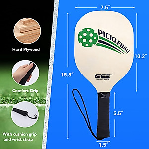 GSE Games & Sports Expert Portable Pickleball Net Set for Driveway with 22FT Regulation Size Net, 4 Paddles, 6 Outdoor Pickleballs, and Carrying Bag, Weather Resistant Metal Frame (Green)