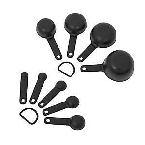 KitchenAid Universal Easy To Read Measuring Cup and Spoon Set with Soft Grip Handle for Maximum Control, Hang Hole and Nesting For Easy Storage, Dishwasher Safe, 9 Piece, Black